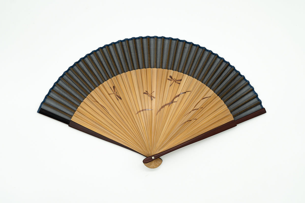Dragonfly (blue silk) [FOLDING FAN CASE INCLUDED in a high-grade paulo ...