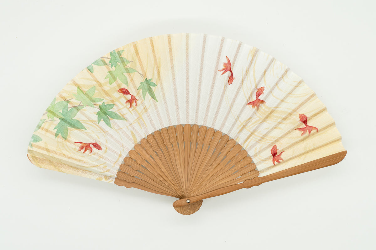 [With folding fan case and paper box] Summer Coolness (Beige)– 扇専門店 万葉